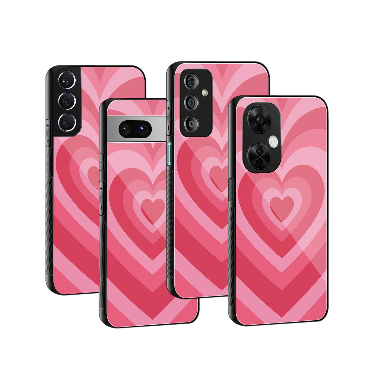 Y2K Pink Hearts Phone Cover | Glass Case – Boujee
